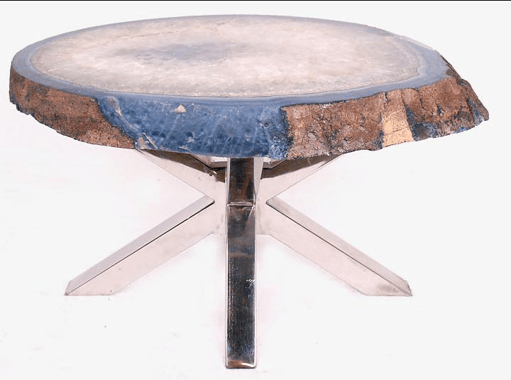 Agate Table with Polished Stainless Steel Base - Elen Importing ...